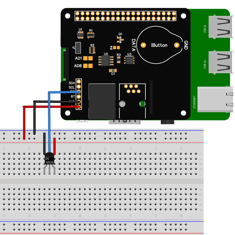 1 Wire with DS18S20 thermometer